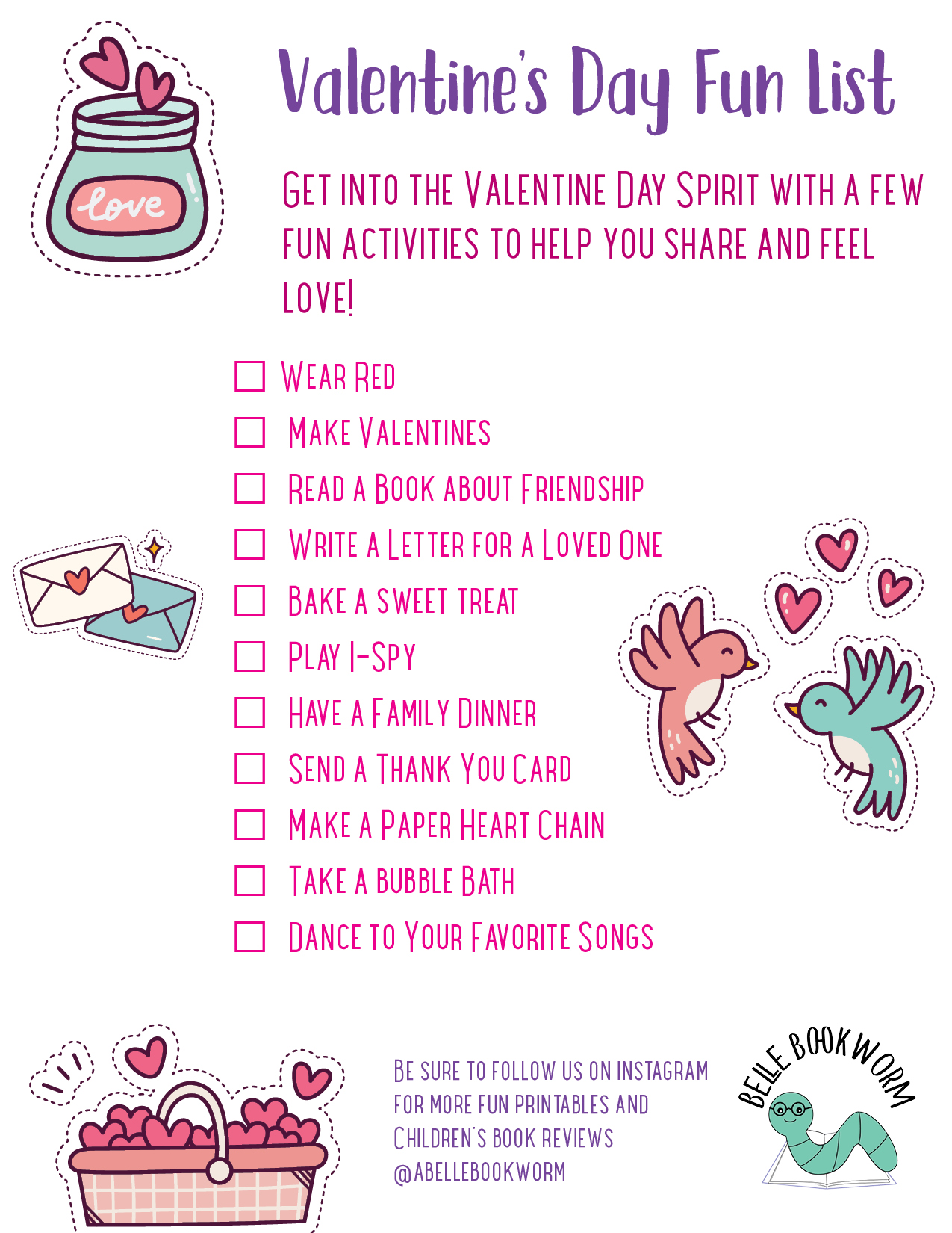 Valentine's Day Fun Activity List - Belle Book Worm